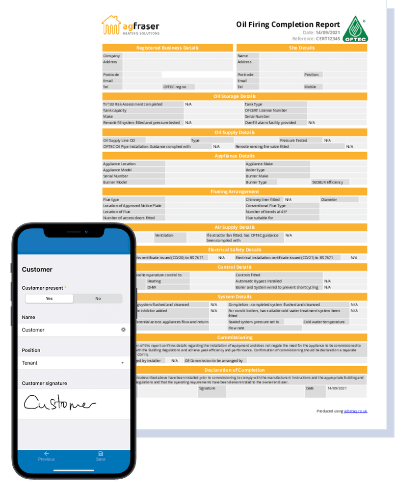Digital Oil Firing Installation Completion Report (CD/10) Software & App